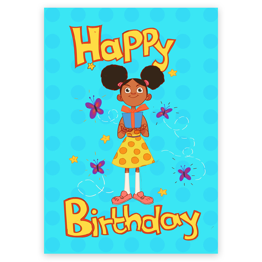 Happy Birthday Girl – Blue – Doodles by Ini